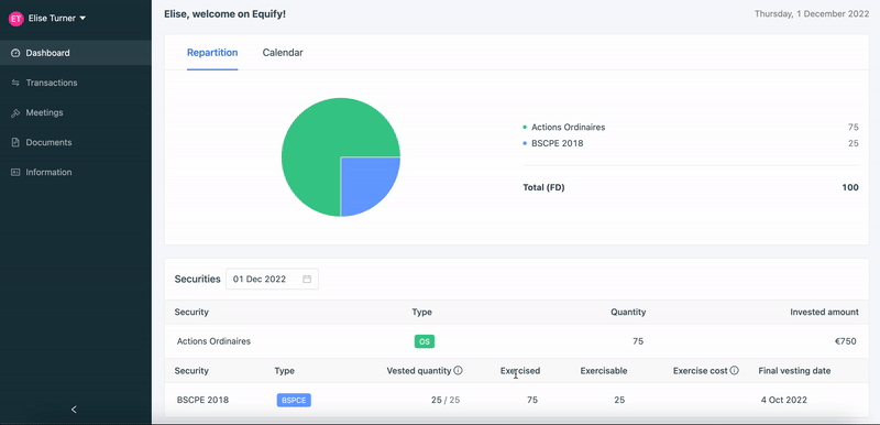 Presentation of the Equify holder space